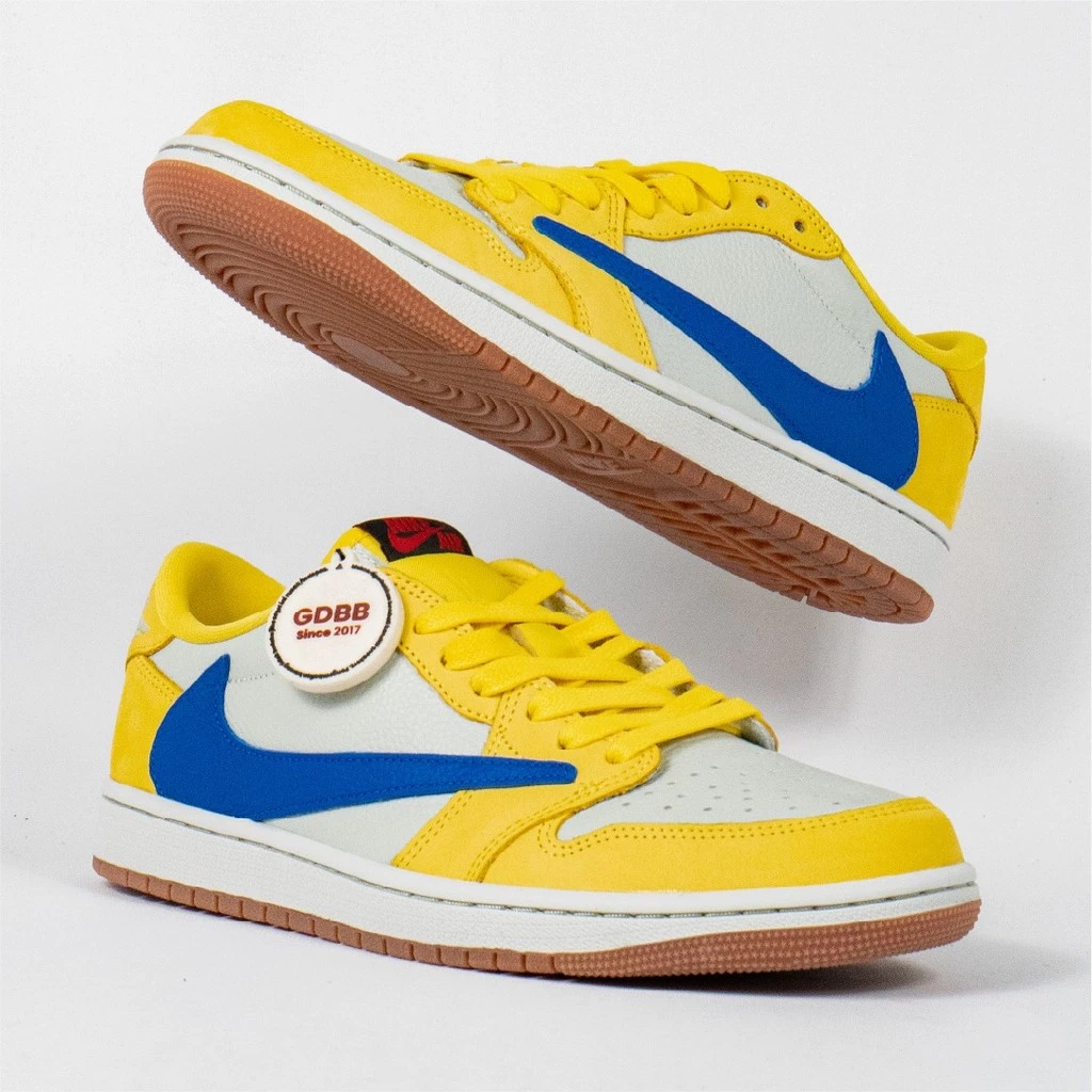 Sepatu Air Jordan 1 Low OG x Travis Scott Canary Yellow Sneakers ...